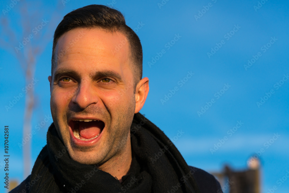 Portrait of screaming man Stock Photo | Adobe Stock
