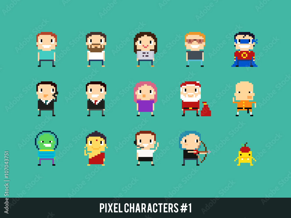 Pixel Characters Stock Vector | Adobe Stock