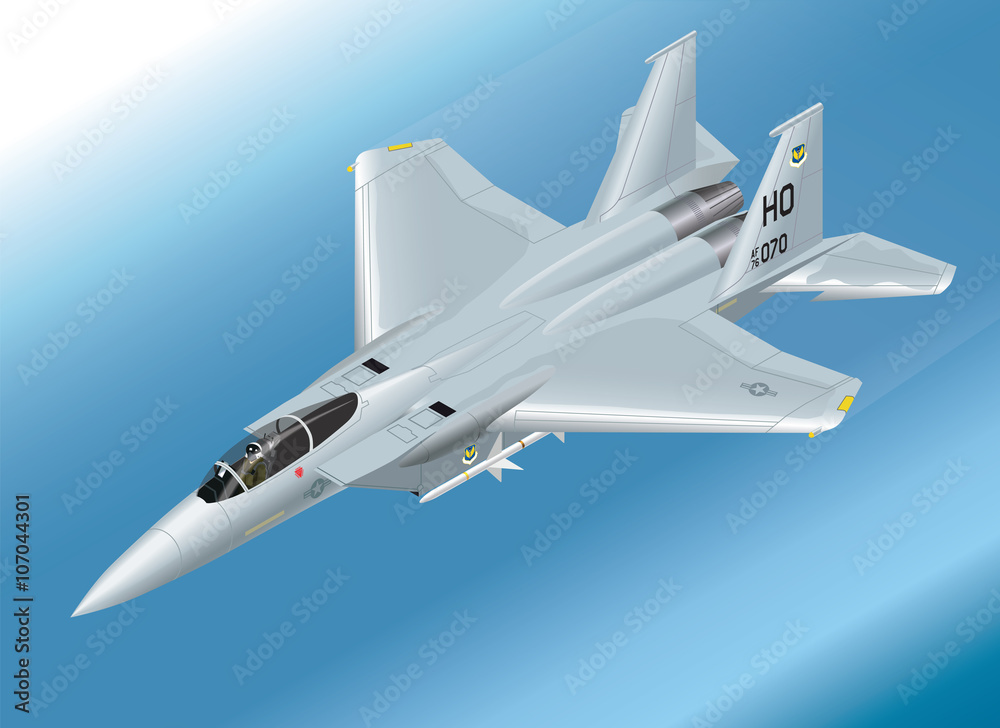 Detailed Isometric Vector Illustration of an F-15 Eagle Fighter Jet ...