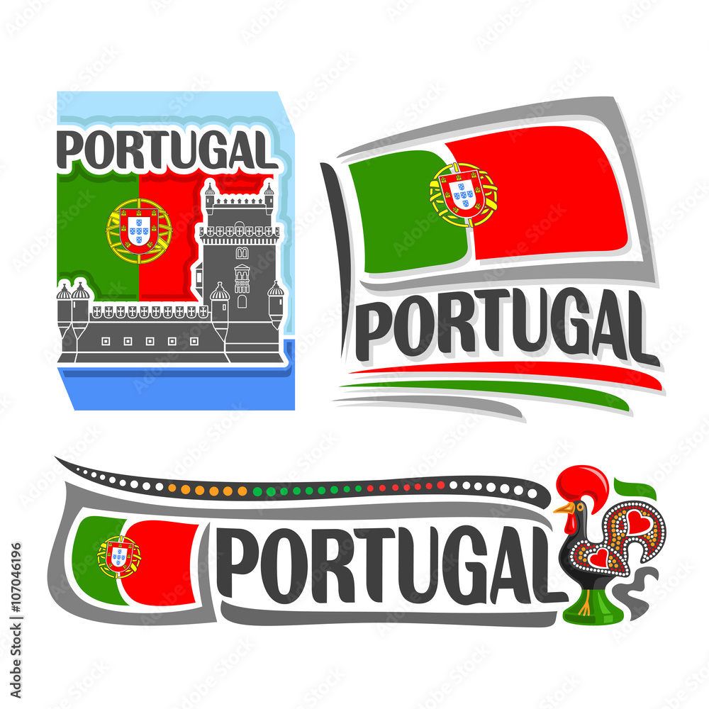 Vector illustration of the logo for Portugal, consisting of 3 isolated ...