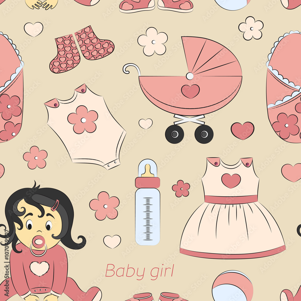Baby girl design pattern Stock Vector | Adobe Stock