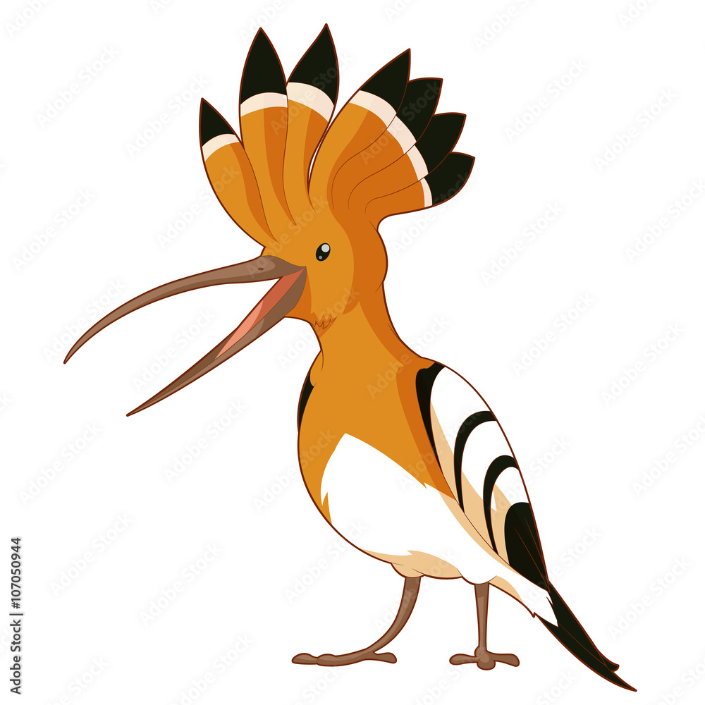 Cartoon smiling Hoopoe Stock Vector | Adobe Stock