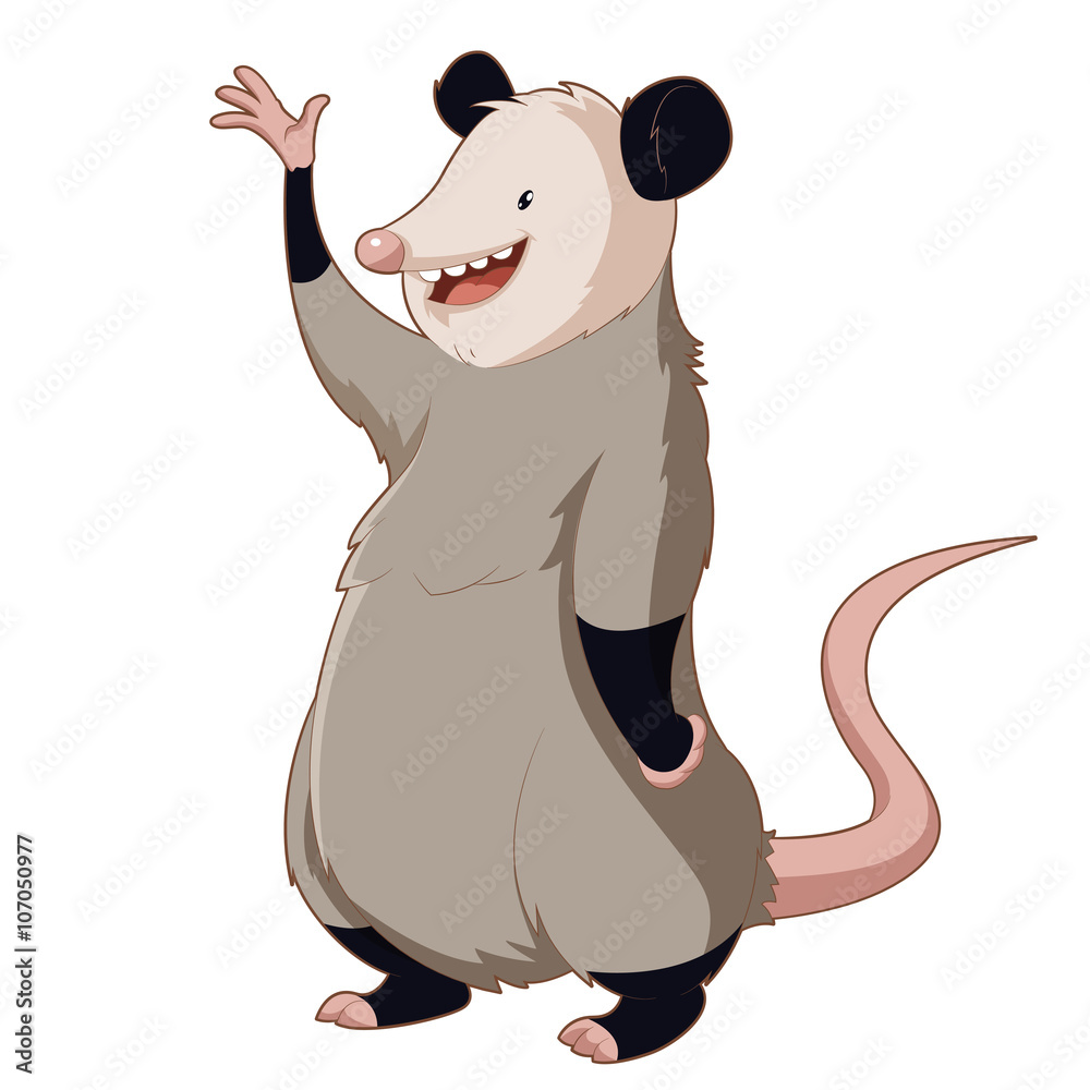 Cartoon smiling Opossum Stock Vector | Adobe Stock