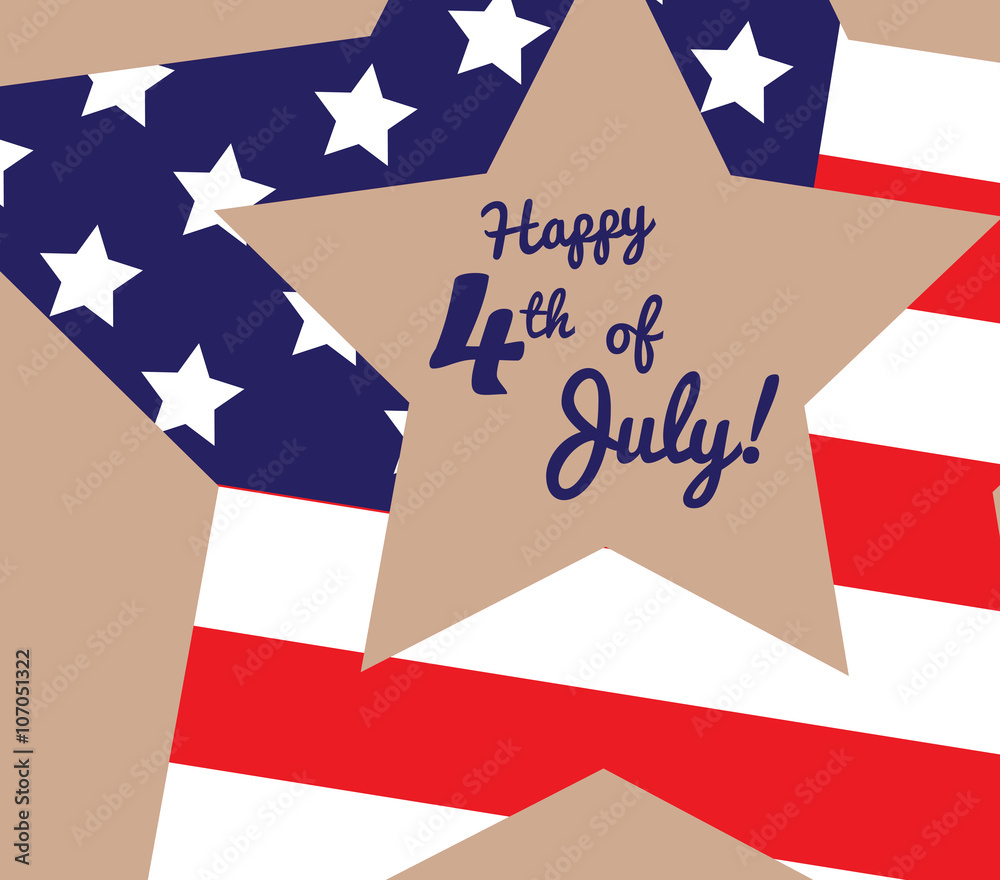 Funny card Happy 4th of July. Feast day of American Independence. Retro ...