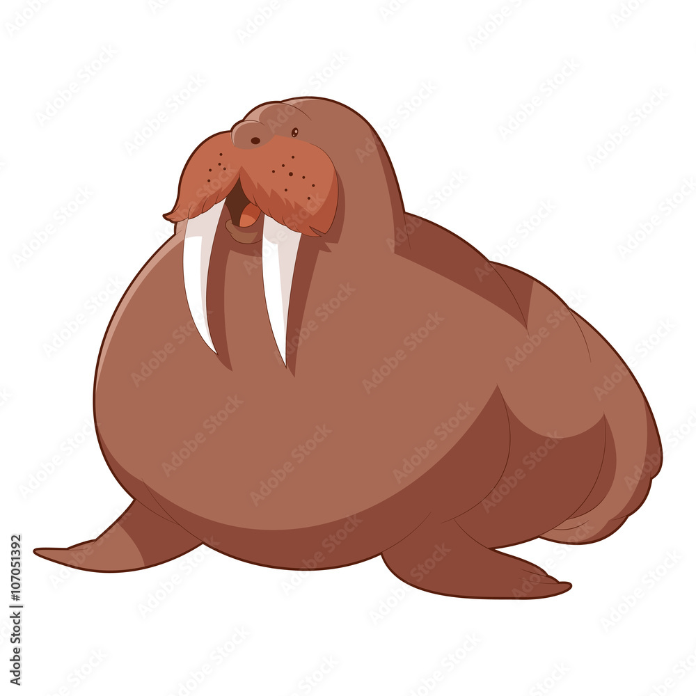 Cartoon smiling Walrus Stock Vector | Adobe Stock