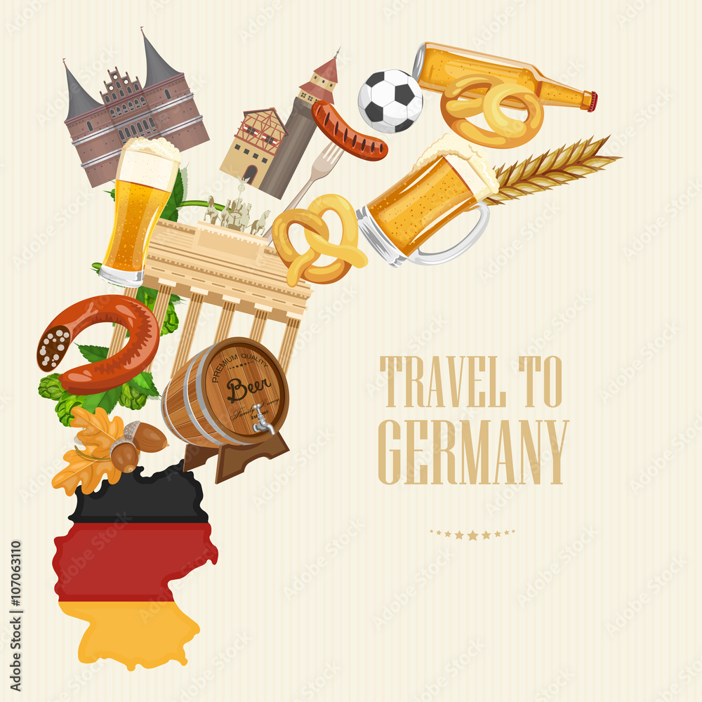 Germany travel poster. Trip architecture concept. Touristic background ...