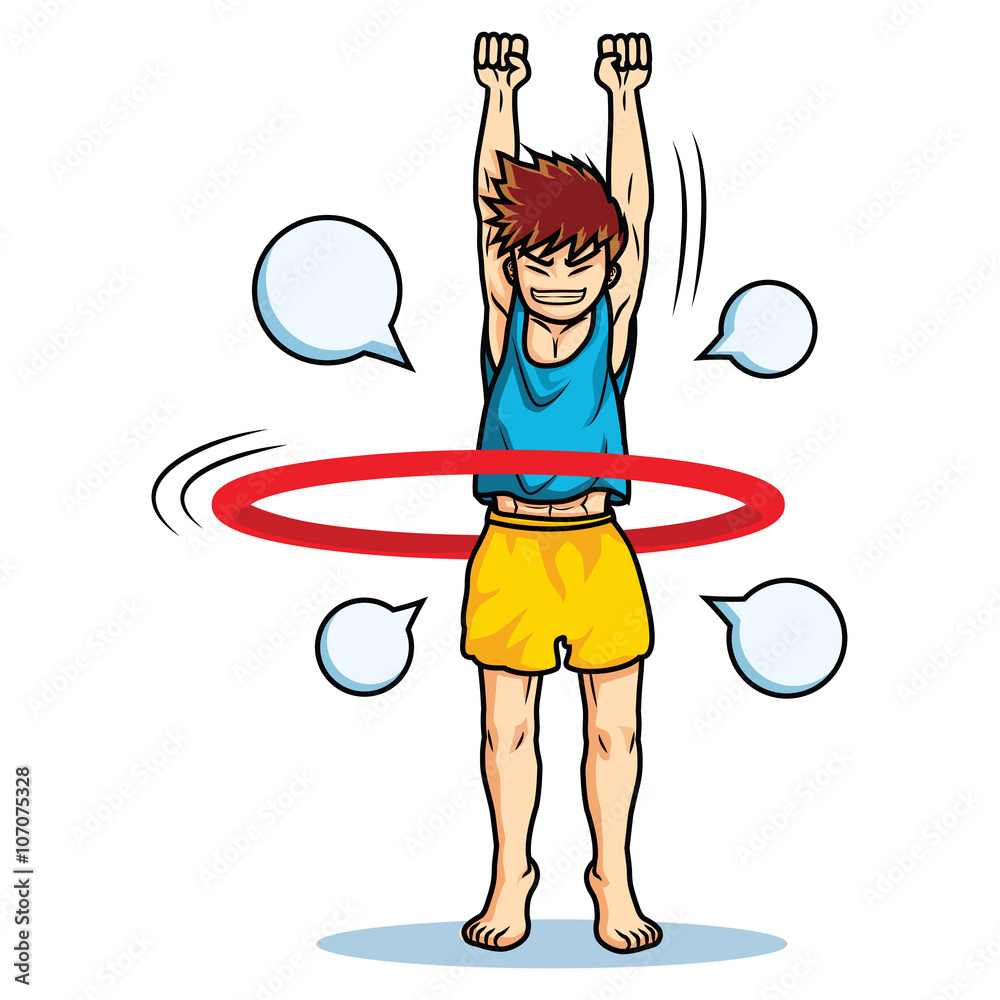 boy play hoola hoop funny cartoon vector colorful Stock Vector | Adobe ...