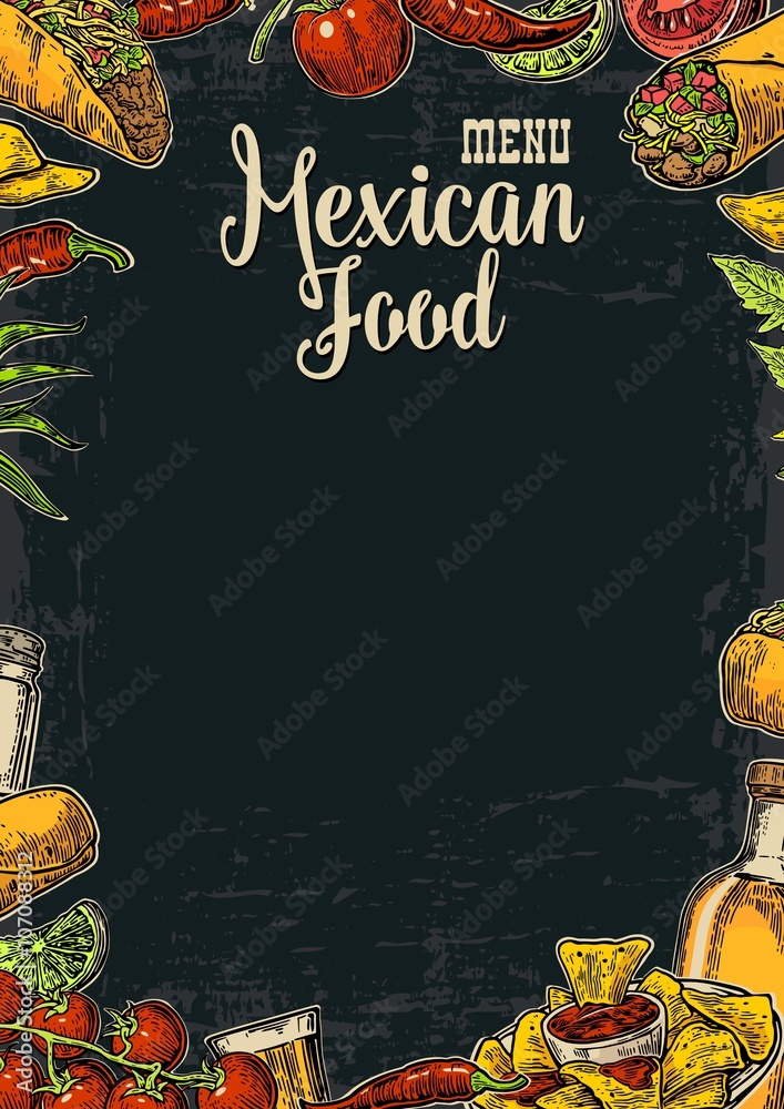Mexican traditional food restaurant menu template with traditional ...