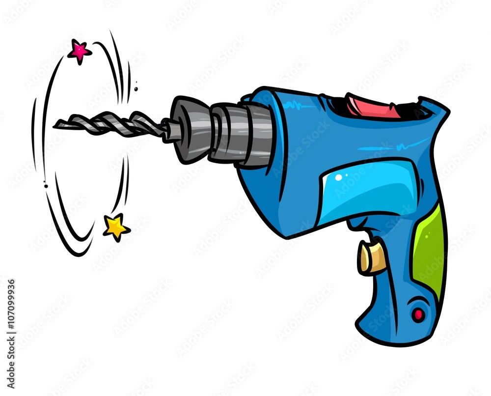 Drill construction tools cartoon illustration isolated image Stock ...