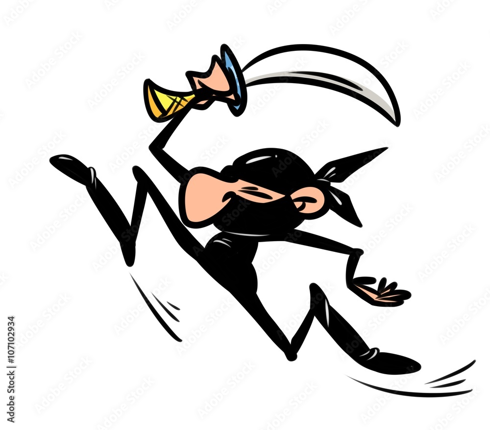 Caricature ninja warrior cartoon illustration isolated image character ...