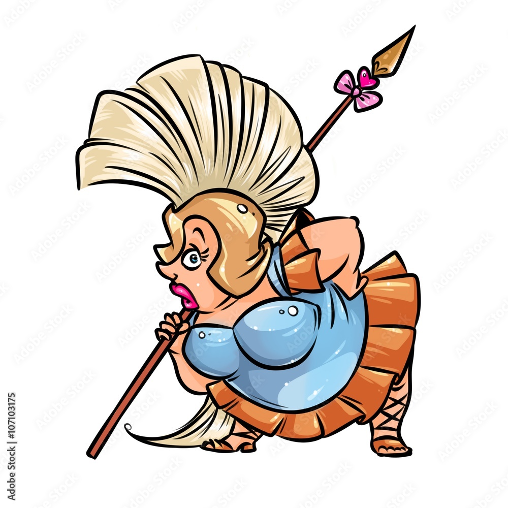 Amazon warrior woman cartoon parody illustration isolated image ...