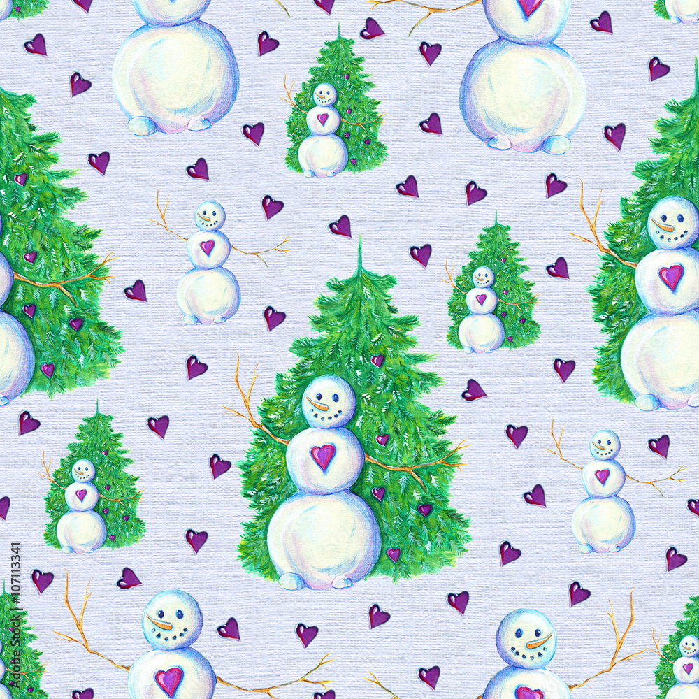 Seamless background with Snowman Stock Photo | Adobe Stock