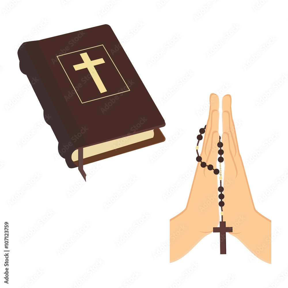 Bible and praying hands Stock Vector | Adobe Stock