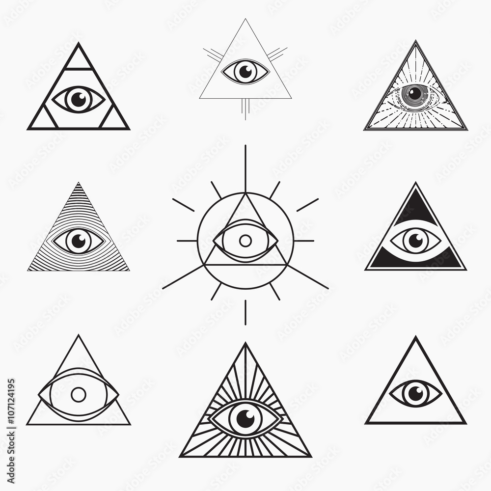 All seeing eye symbol, vector set Stock Vector | Adobe Stock