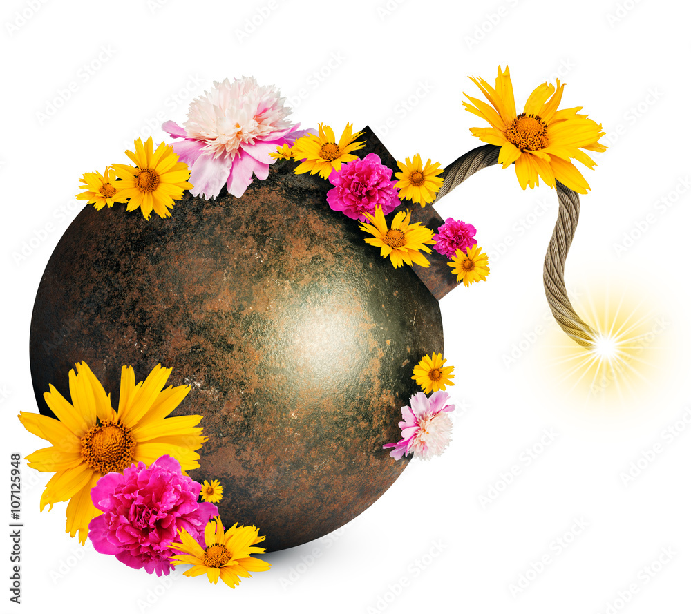 Cartoon style bomb with ignited fuse Stock Illustration | Adobe Stock