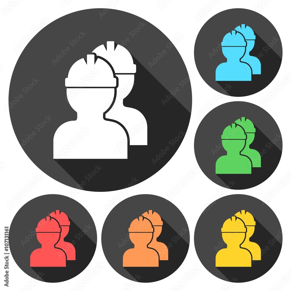 Workers icons set with long shadow Stock Vector | Adobe Stock