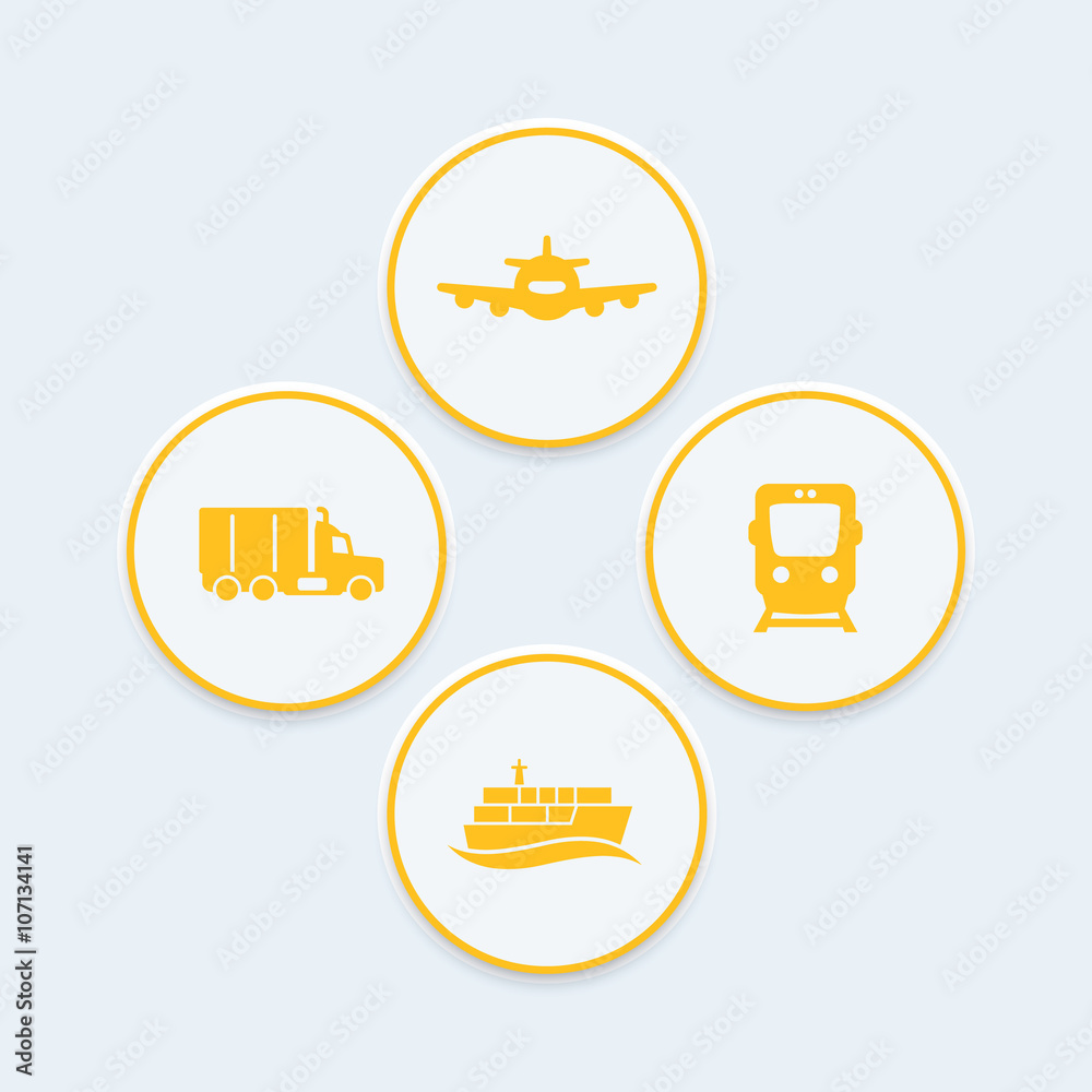 transportation industry icons, rail freight transport vector, cargo ...