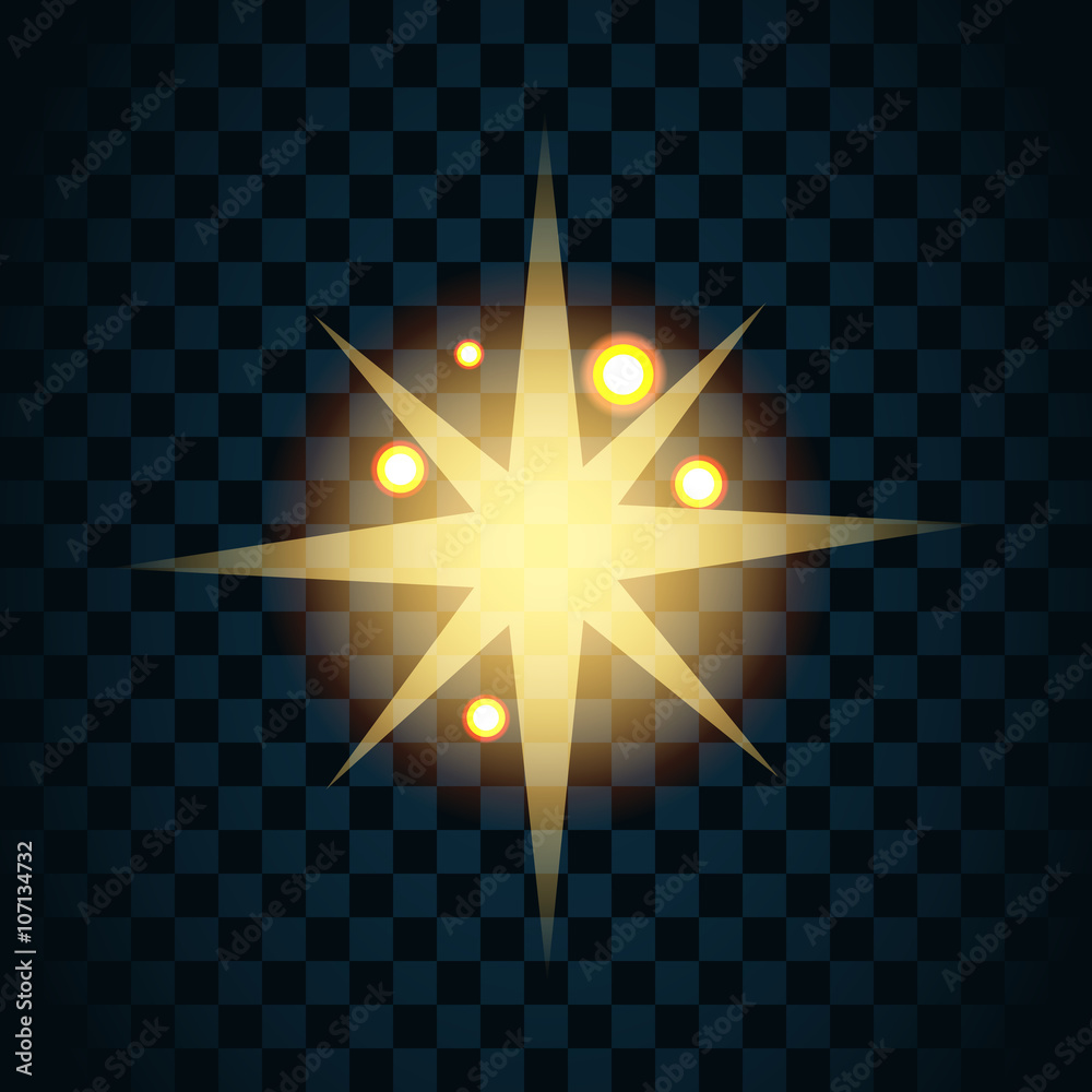 Shine gold star with glitter and golden sparkle icon. Effect twinkle ...
