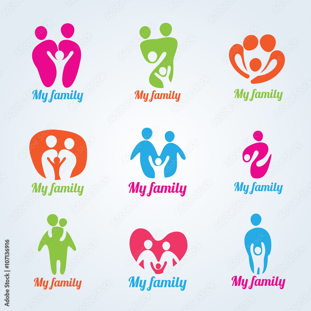 My family people modern logo vector design Stock Vector | Adobe Stock