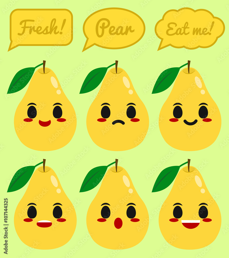 Pear character Stock Vector | Adobe Stock