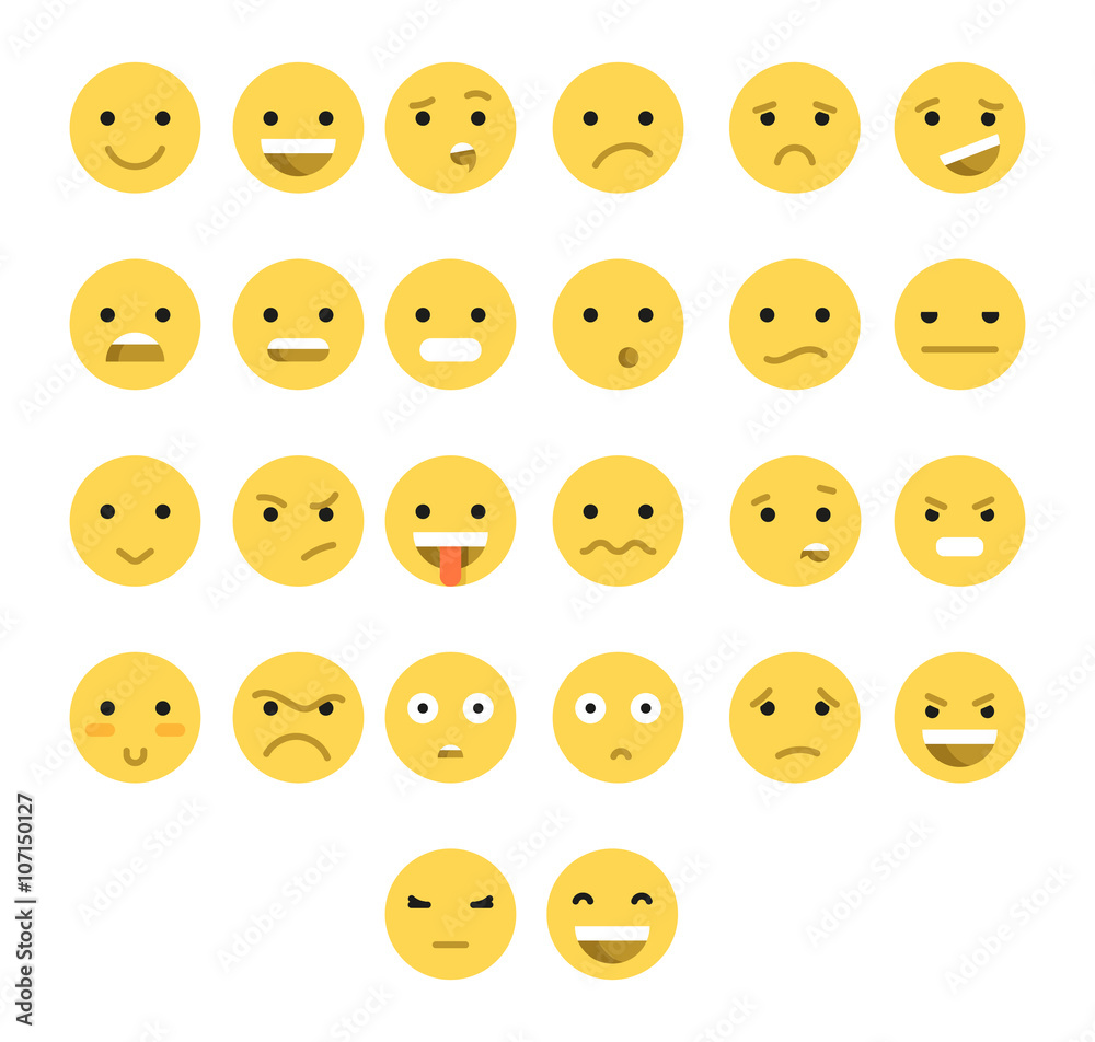 Vecteur Stock Great set of 26 yellow emotions insulated with ...