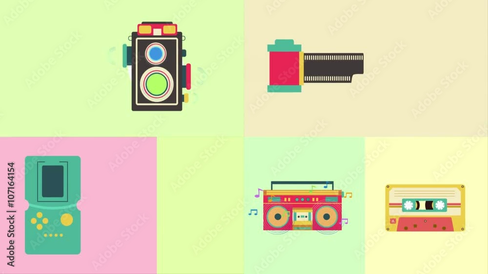 Vidéo Stock Four HD multi screen cartoon animation illustration screen ...