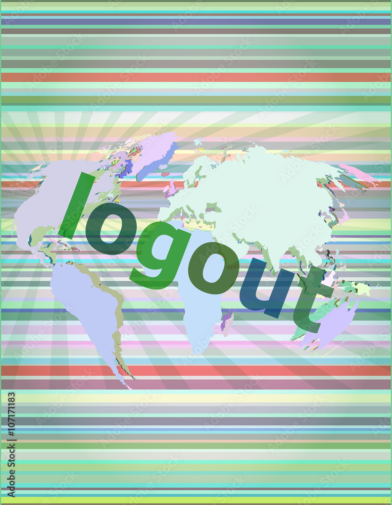 logout word, hi-tech background, digital business touch screen vector ...