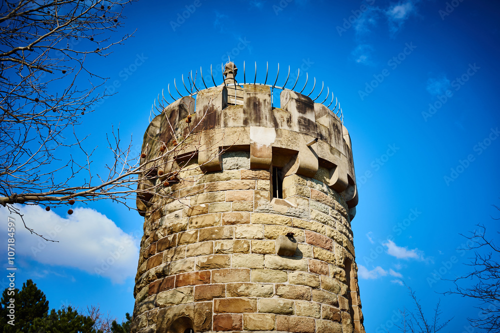 Watchtower of old ruin in Stuttgart / Stronghold of castle in Germany ...