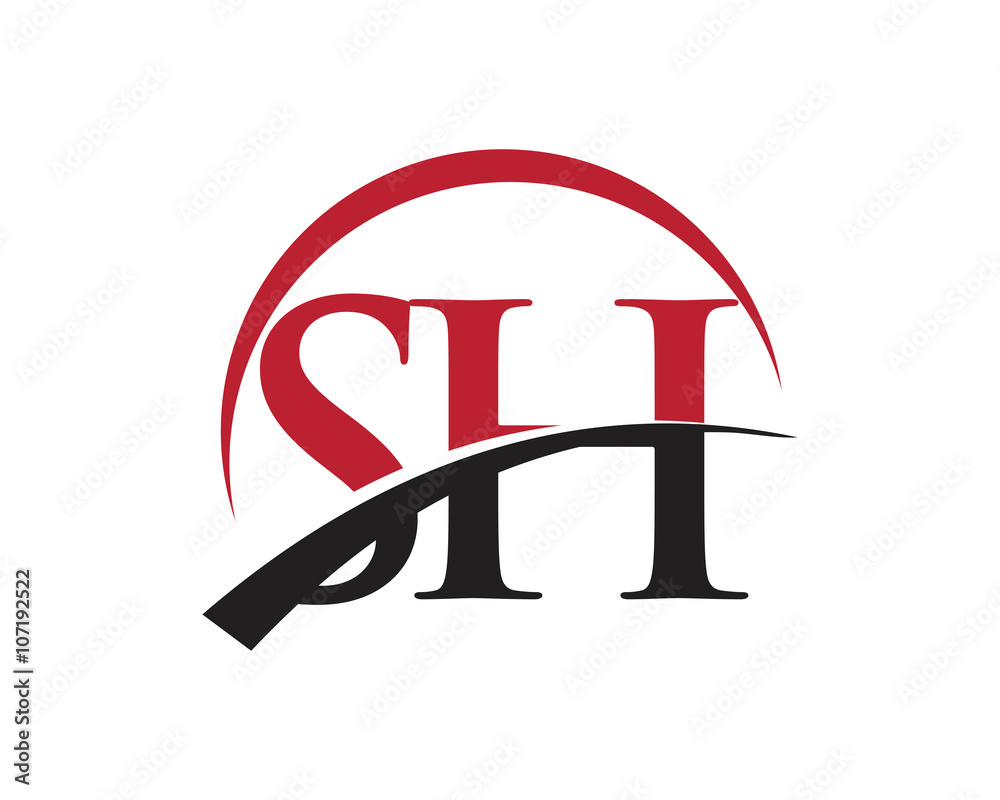 SH red letter logo swoosh Stock-Vektorgrafik | Adobe Stock