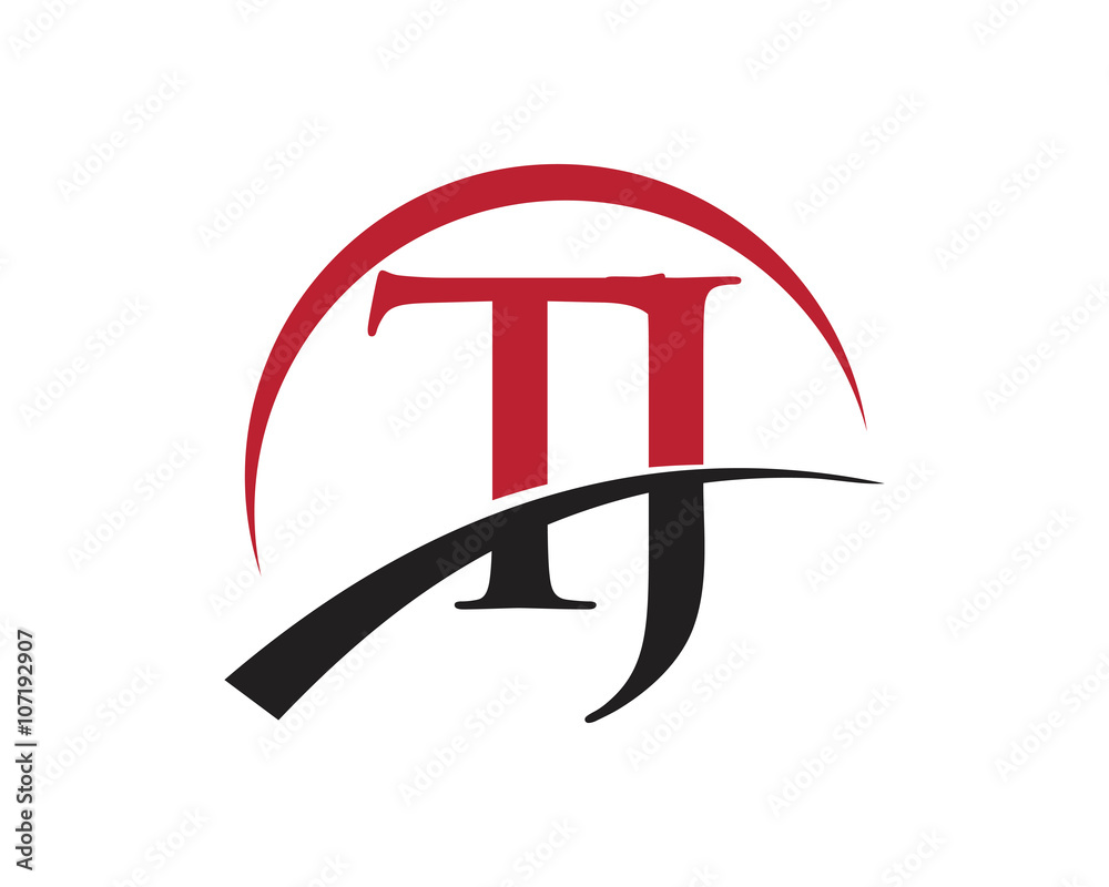 TJ red letter logo swoosh Stock Vector | Adobe Stock