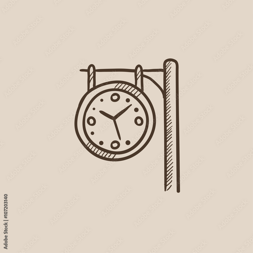 Train station clock sketch icon. Stock Vector | Adobe Stock