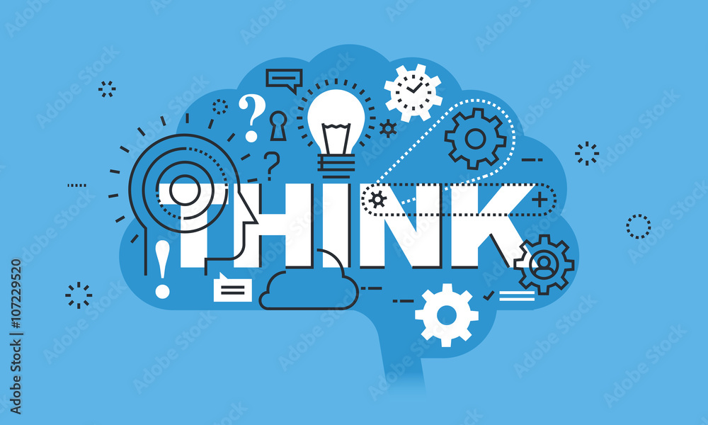 Modern thin line design concept for THINK website banner. Vector ...