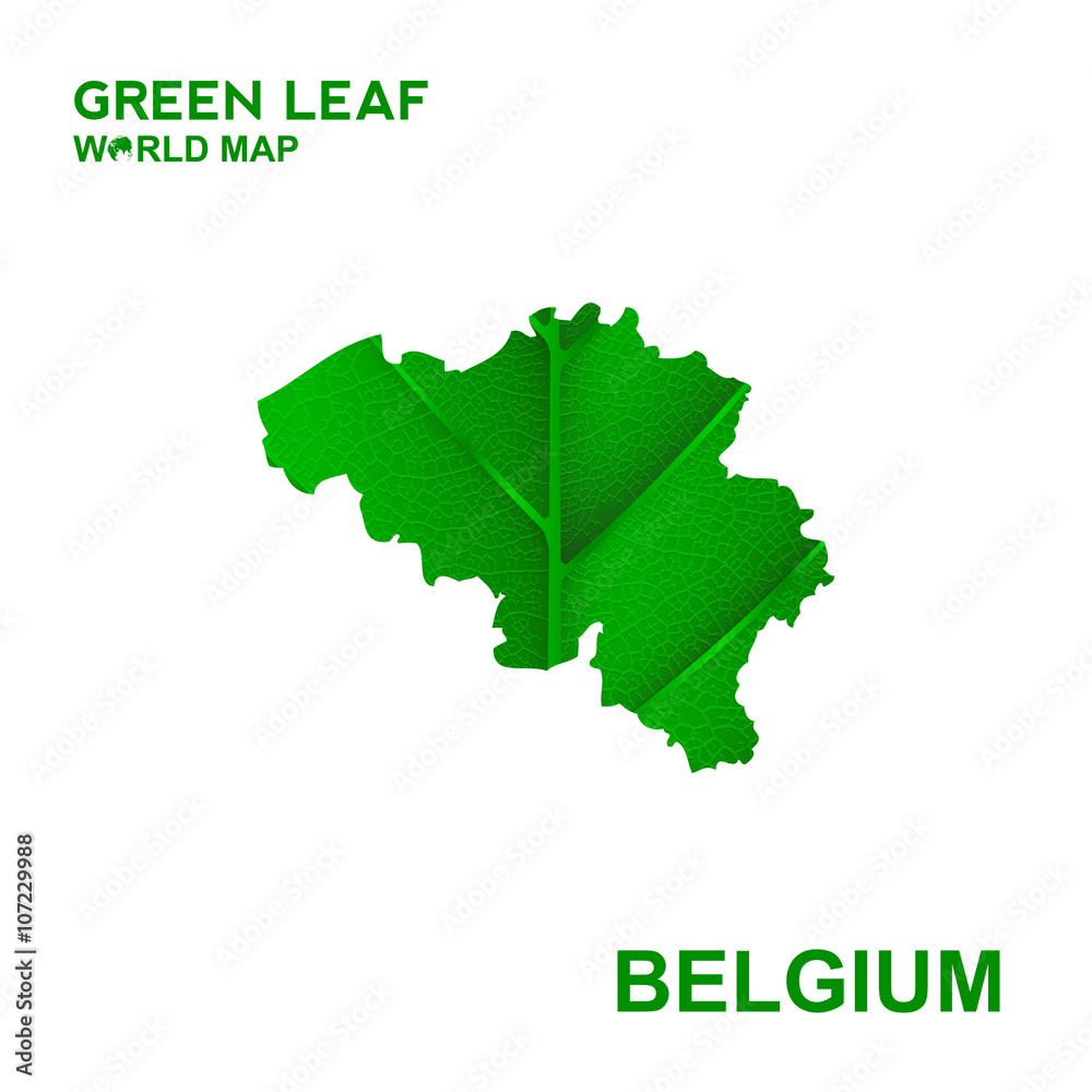Map Of Belgium,Nature green leaf, vector illustration Stock Vector ...