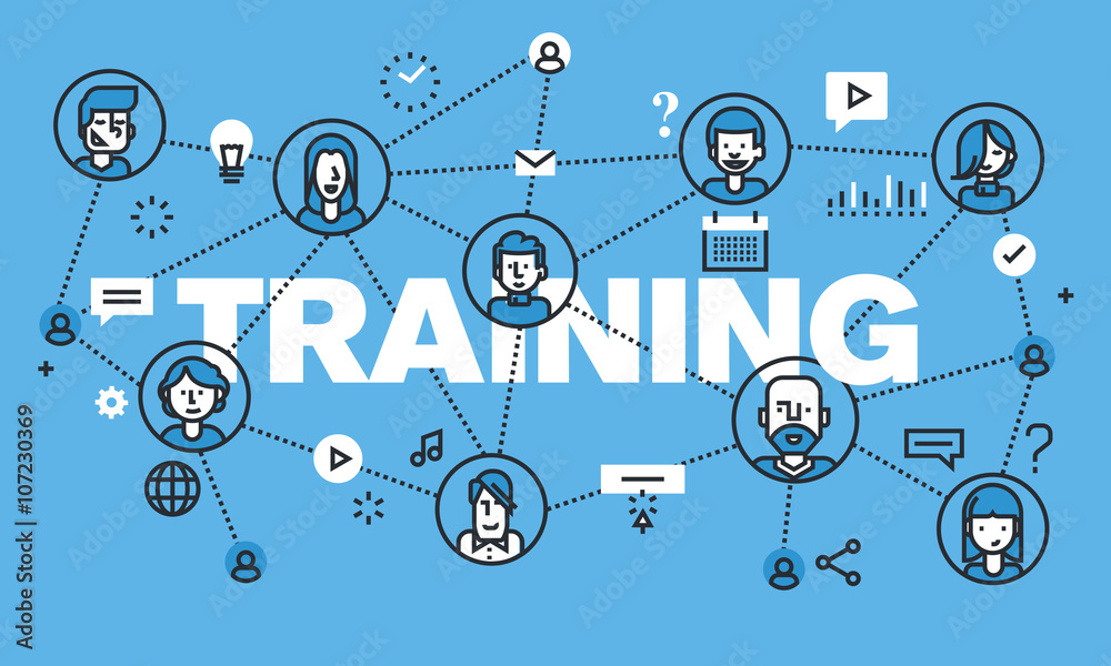 Modern thin line design concept for TRAINING website banner. Vector ...