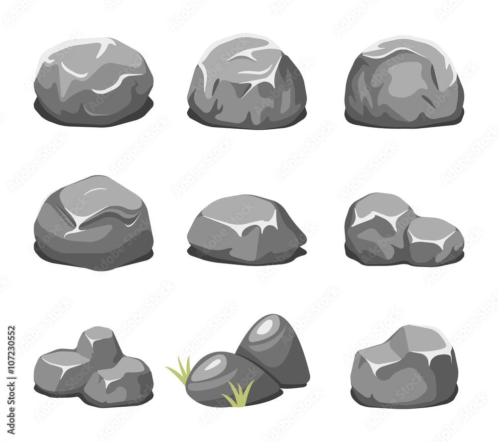 Stones and rocks cartoon vector Stock Vector | Adobe Stock