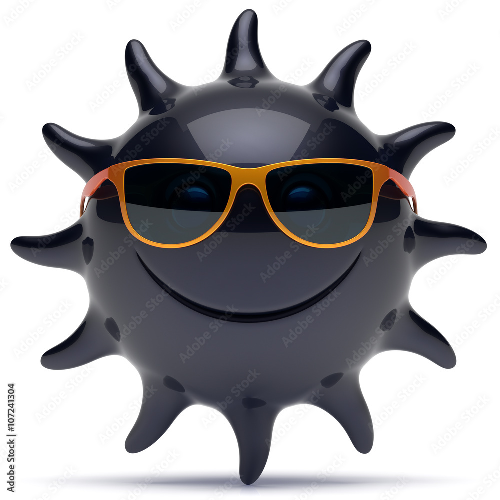 Smile sun black star face sunglasses cheerful summer smiley cartoon ...