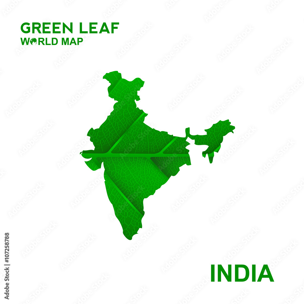 Map Of India,Nature green leaf, vector illustration Stock Vector ...