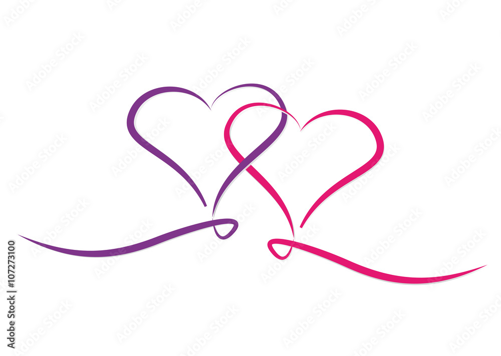 zwei herzen in lila und pink Stock-Vektorgrafik | Adobe Stock
