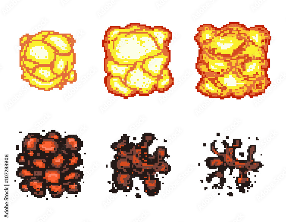 Video game explosion animation in pixel art Stock Vector | Adobe Stock