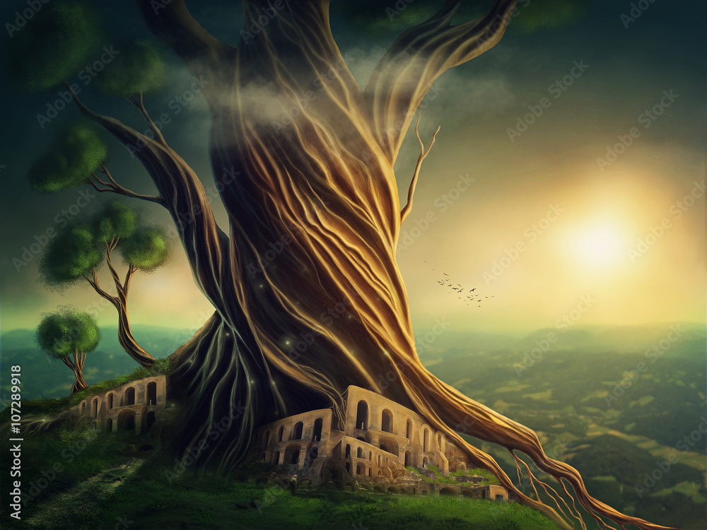 Fantasy tree Stock Illustration | Adobe Stock