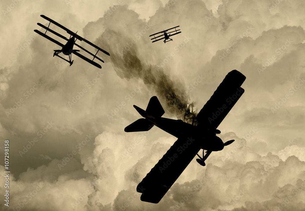 World War One Aircraft in a dogfight Stock Illustration | Adobe Stock