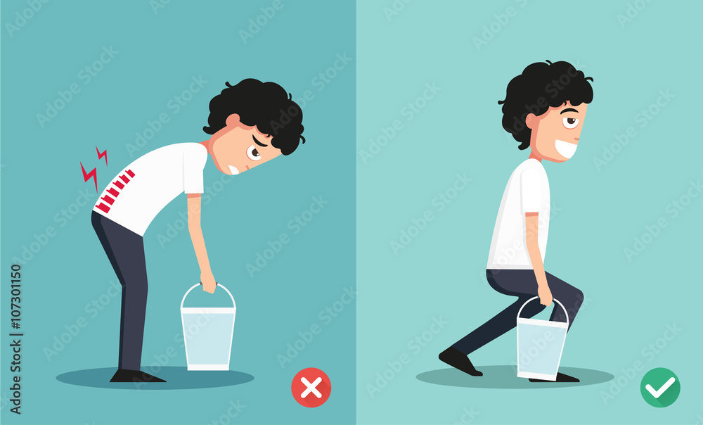 Improper versus against proper lifting ,illustration Stock Vector ...