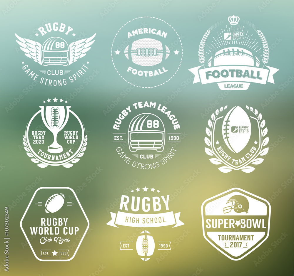 Rugby logo vector set, Football badge logo template Stock Vector ...