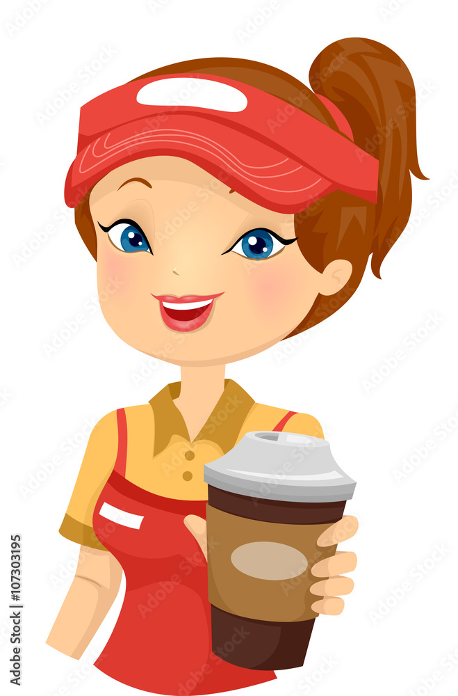 Girl Service Crew Coffee Serve Stock Vector | Adobe Stock