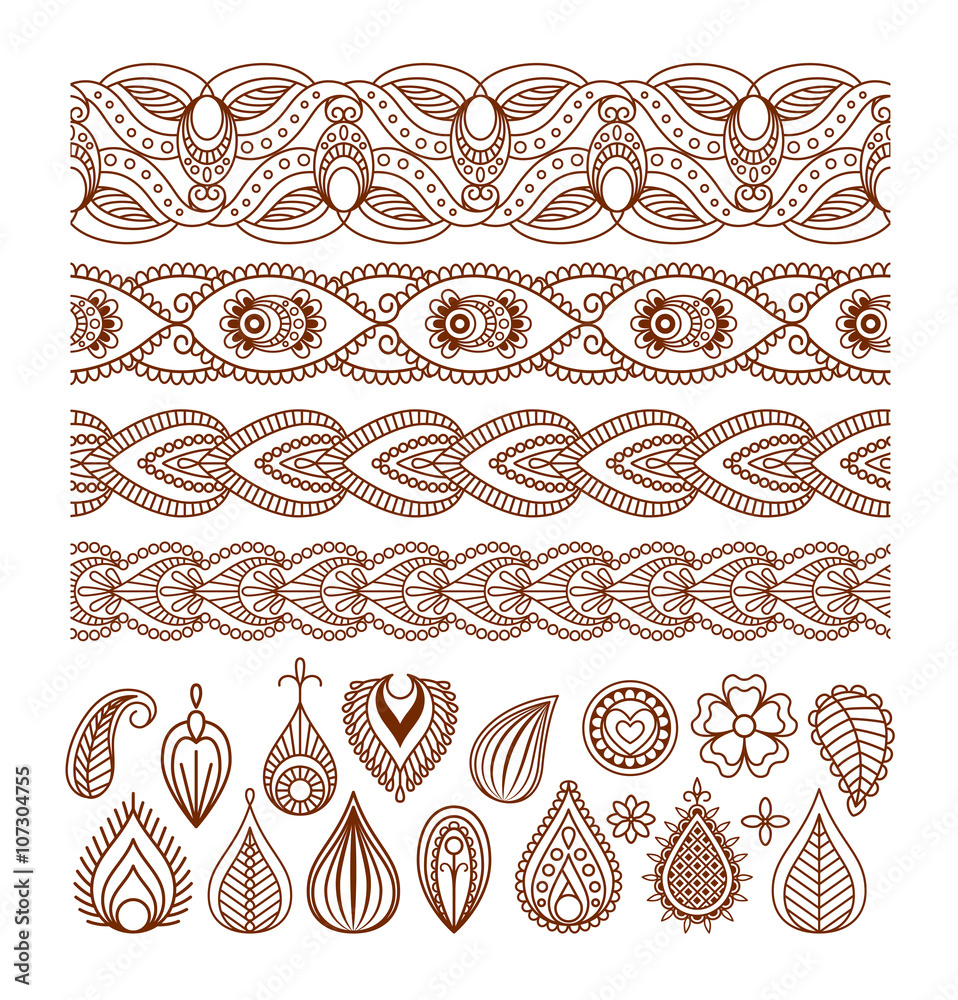 Peacock Henna Design Border
