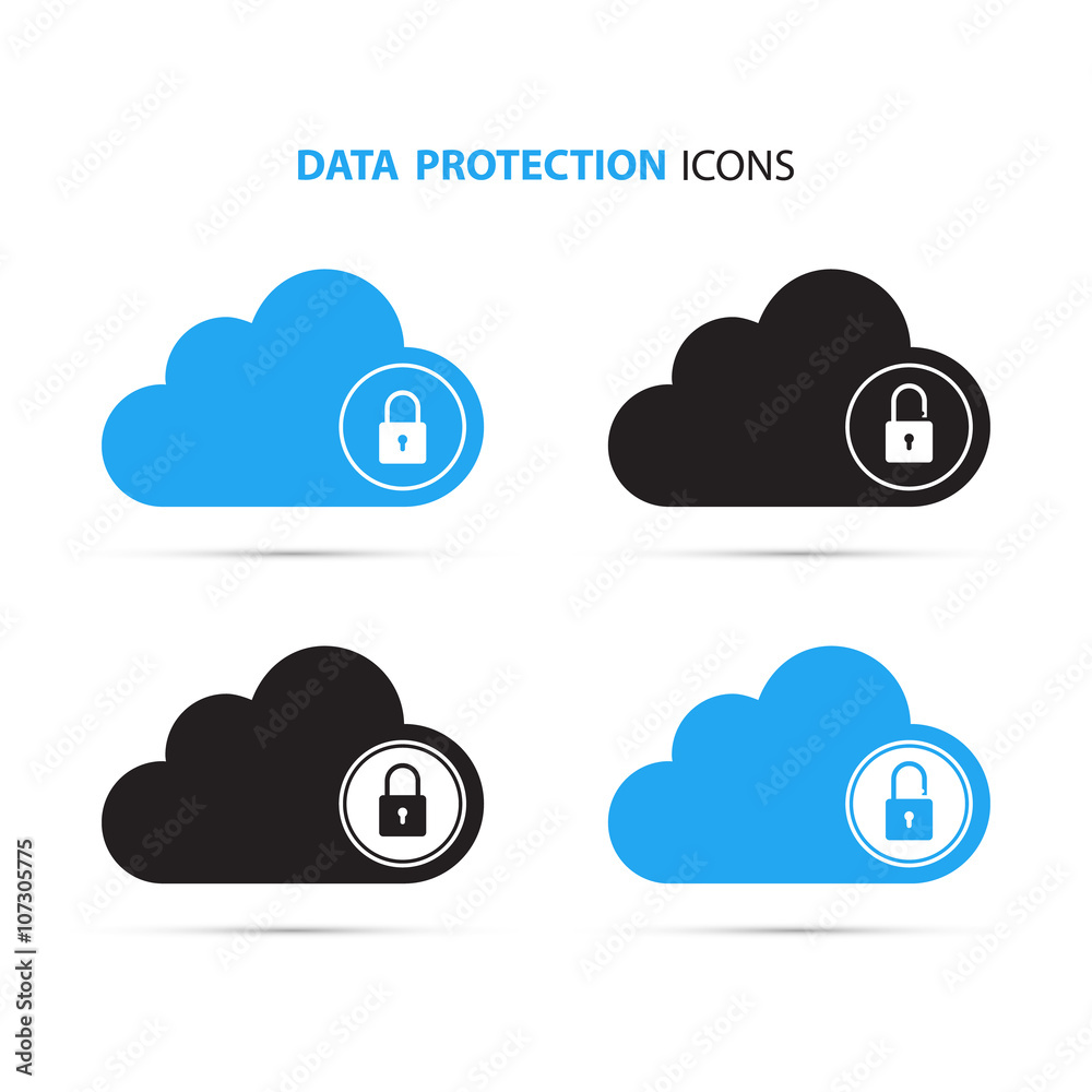 Data protection icons. Cloud computing and protecting data concept ...