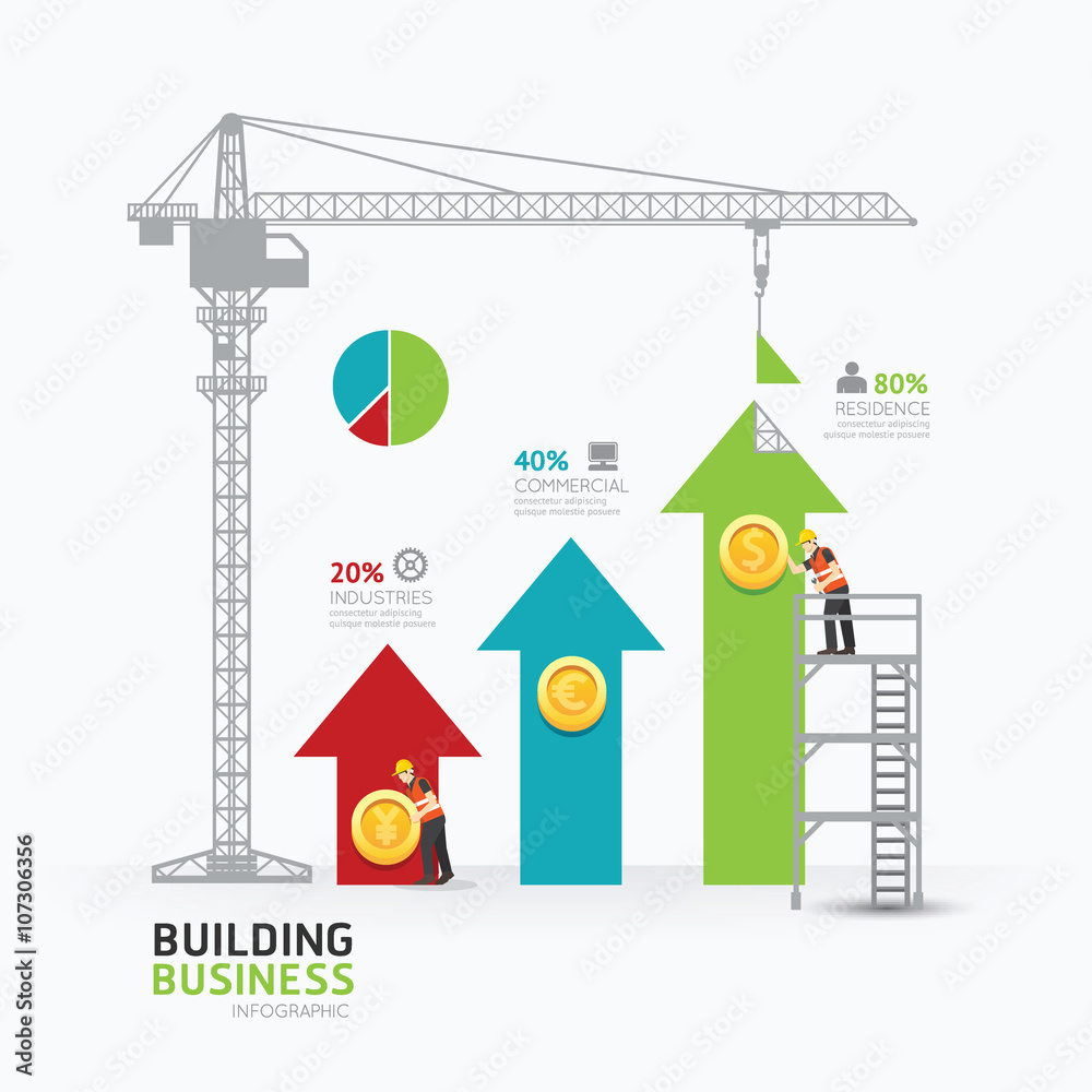 Infographic business arrow graph template design.building Stock Vector ...