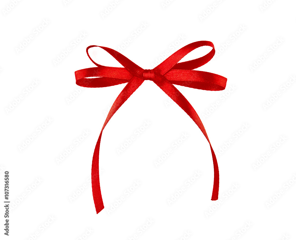 Red ribbon bow isolated on white Stock Photo | Adobe Stock
