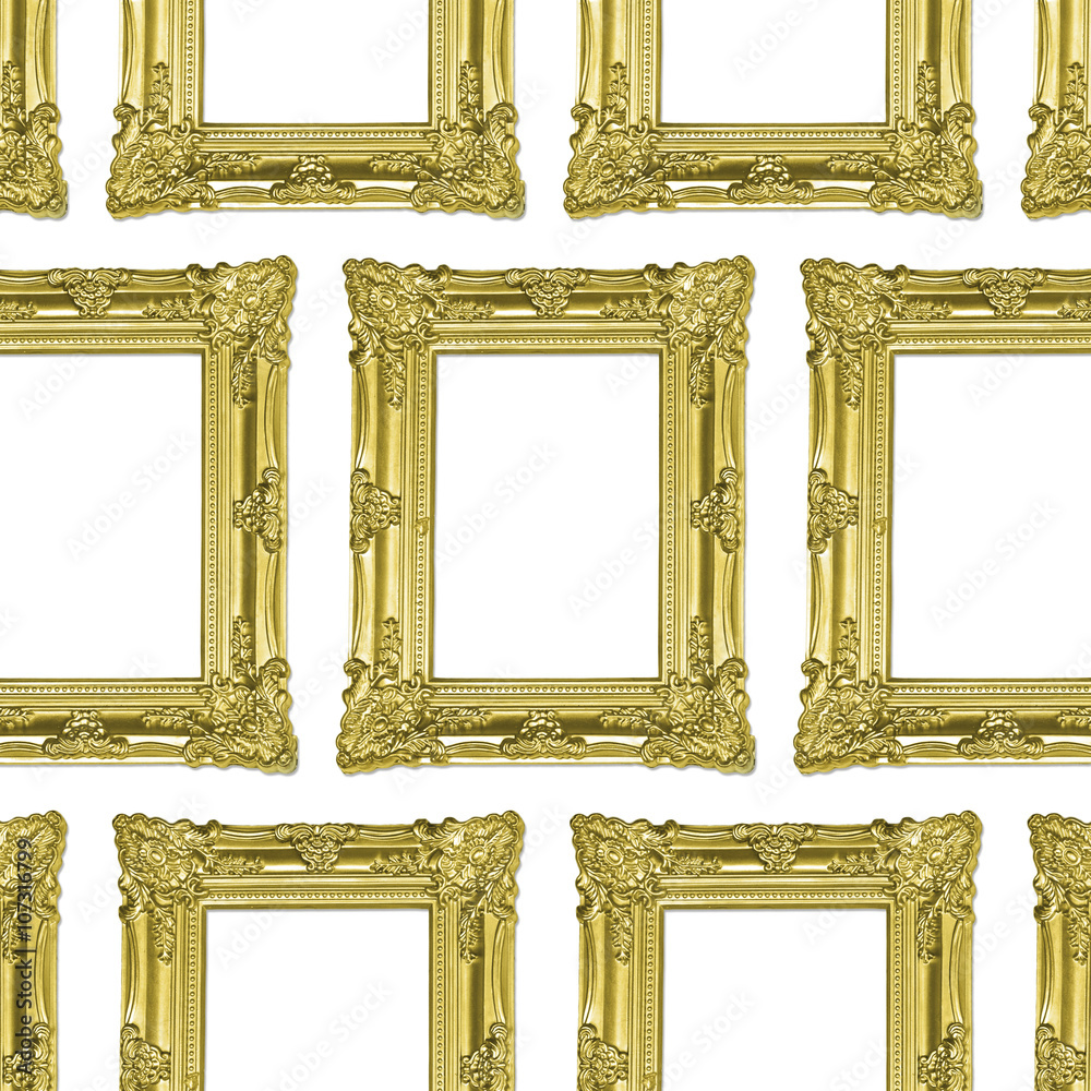 Gold Antique Photo Frames Collage on Isolated White Stock Photo | Adobe ...