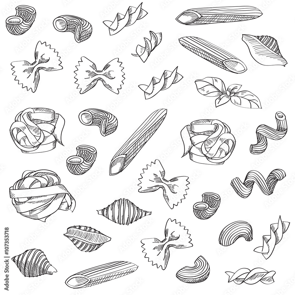Hand drawn pasta sketch is great design element for italian restaurants ...